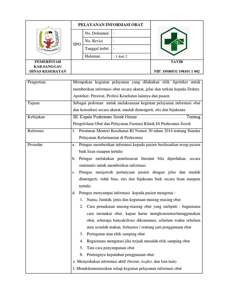 Spo Pio (Pelayanan Informasi Obat) | PDF