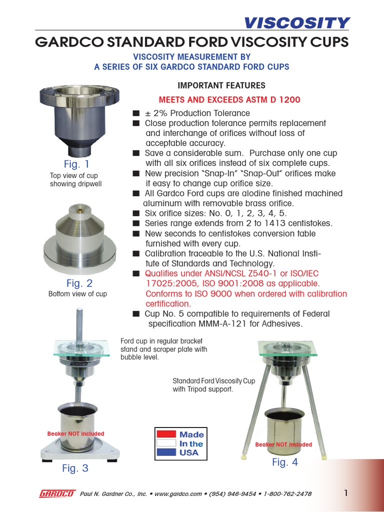 Ford STD Cup | PDF | Viscosity | Calibration