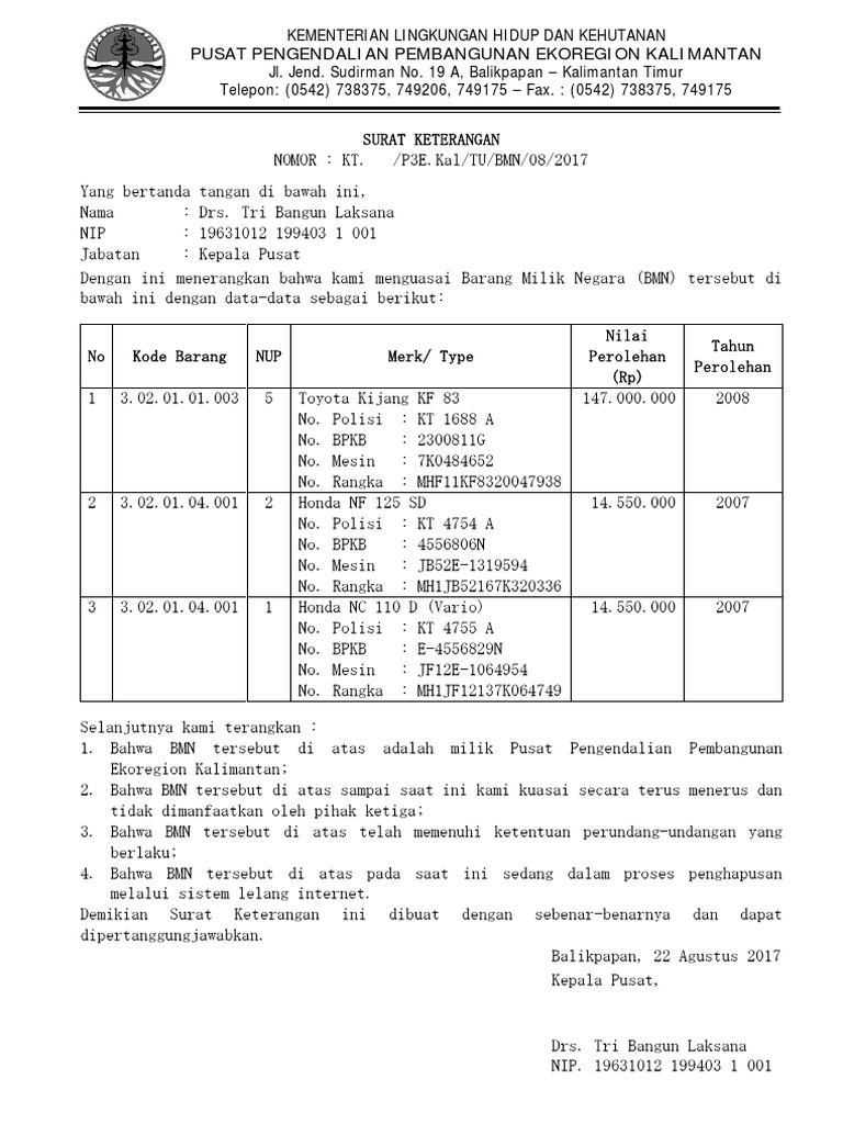 Surat Keterangan Penguasaan Objek Lelang | PDF