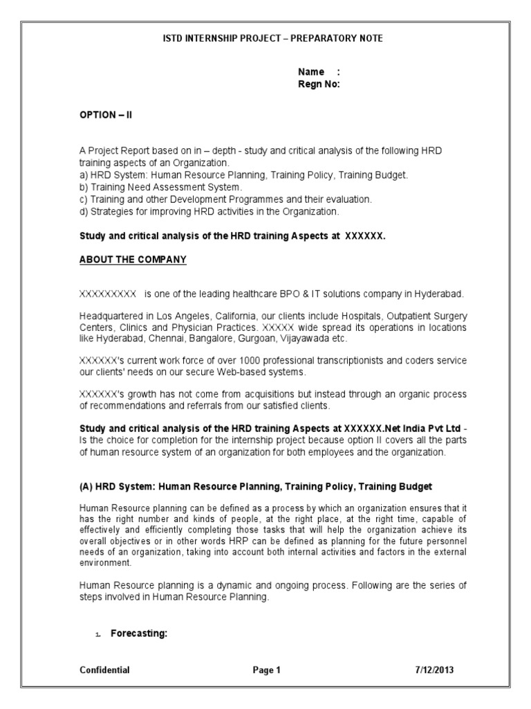 Internship Preparatory Note ISTD | PDF | Strategic Management ...