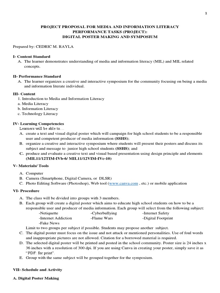 MIL Performance Task (Project) - Digital Poster Making | PDF ...