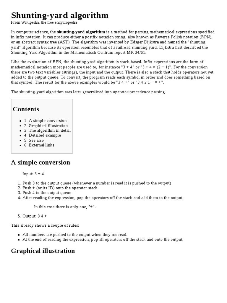 Shunting Yard Algorithm Pdf Metalogic Computer Programming