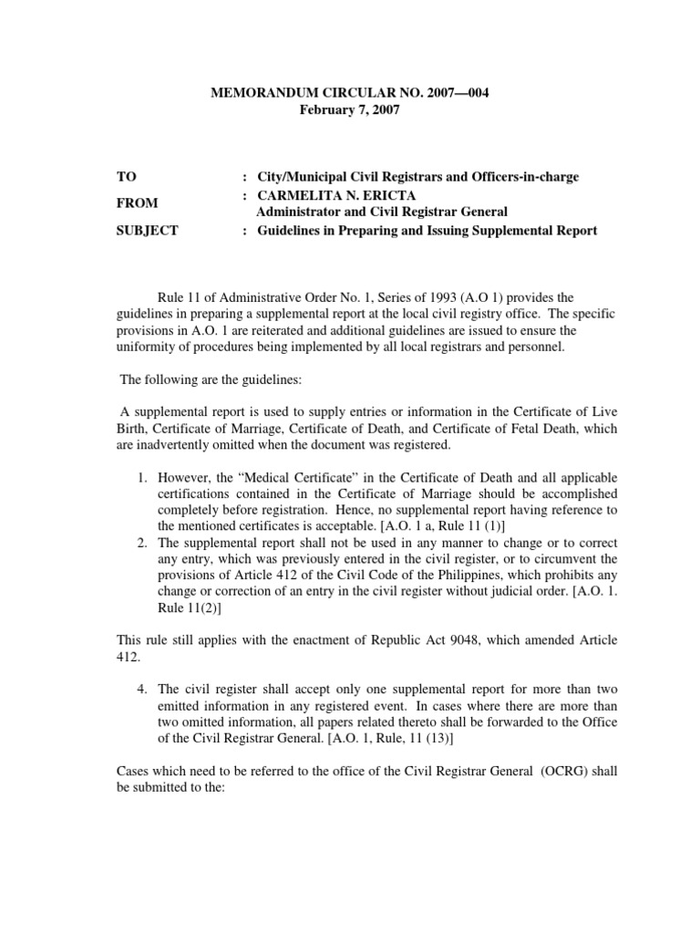 Guidelines for Supplemental Reports | PDF | Government Information ...