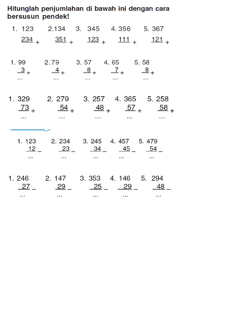 Penjumlahan Dan Pengurangan Bersusun Kelas 2 | PDF