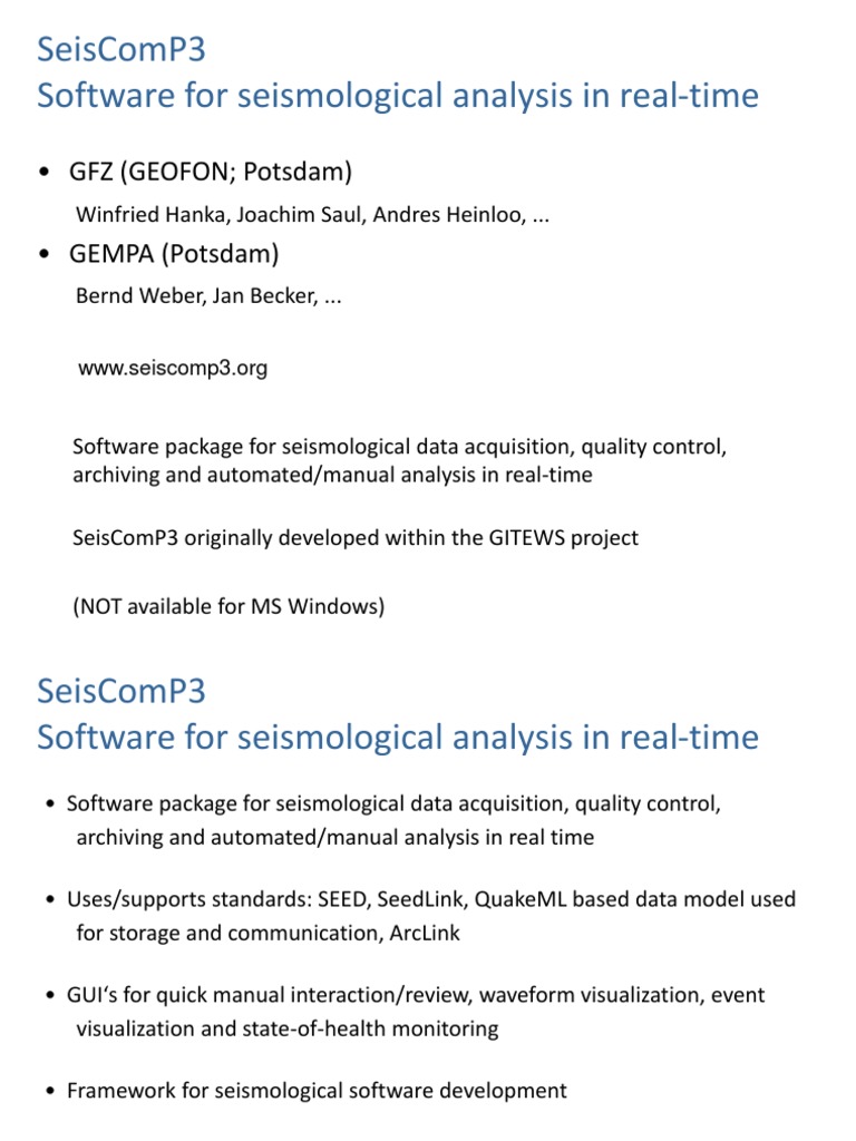 12jan12 1615 Sleeman Seiscomp3 | PDF | Amplitude | Software