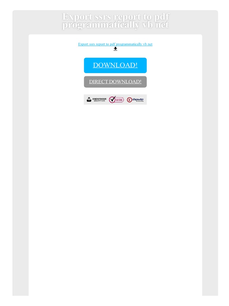 Export Ssrs Report To PDF Programmatically VB Net | PDF | Portable ... Export Ssrs Report To PDF Programmatically VB Net | PDF | Portable ...