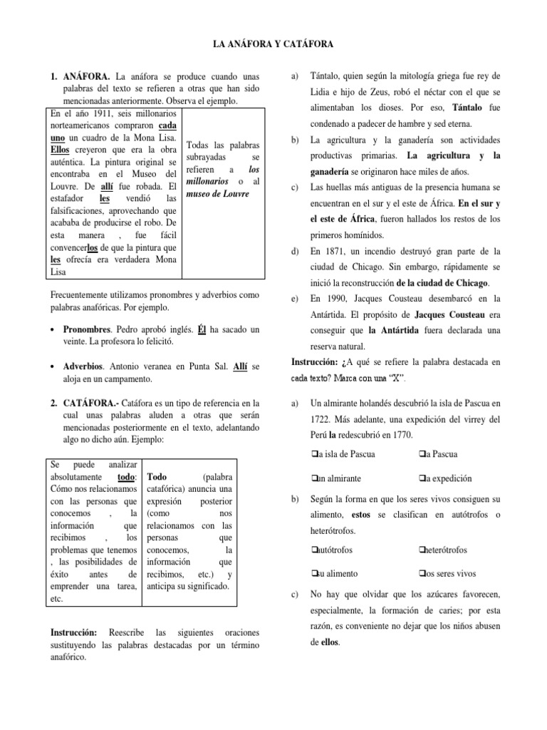 La Anáfora y Catáfora - 2do Año | Tierra | Dom La Anáfora y Catáfora - 2do Año | Tierra | Dom