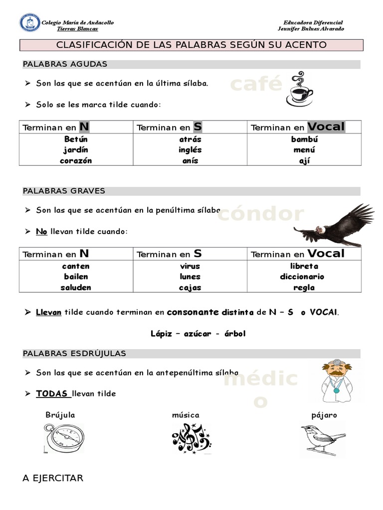 Clasificación de Palabras por Acento | PDF | Palabra | Lingüística