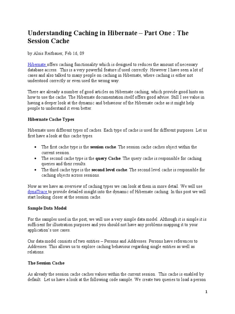 Understanding Caching in Hibernate | PDF | Cache (Computing ... Understanding Caching in Hibernate | PDF | Cache (Computing ...