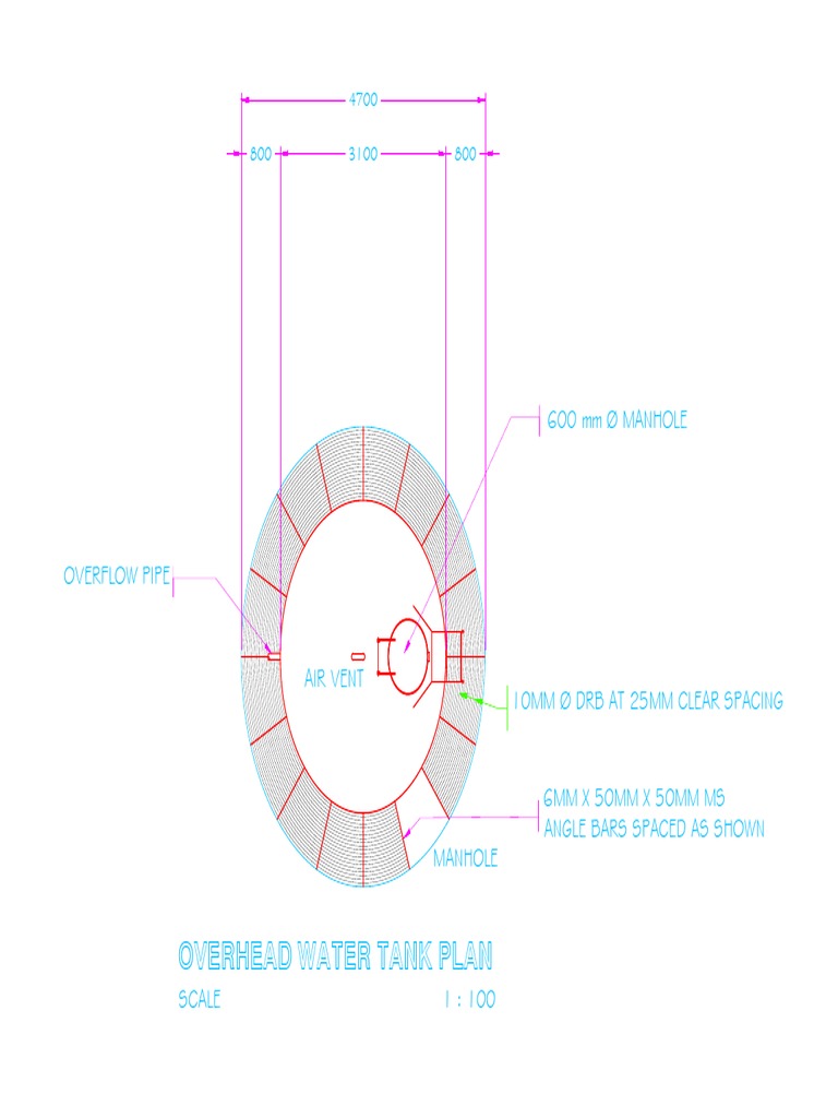 Overhead Water Tank Plan: Overflow Pipe | PDF