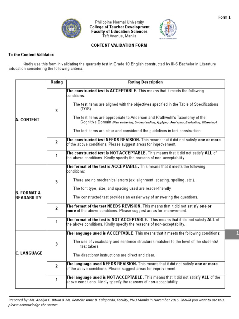 1POLA Validation Form 1 | PDF | Specification (Technical Standard ...