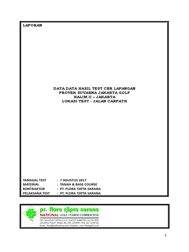 Laporan Test CBR Lapangan | PDF