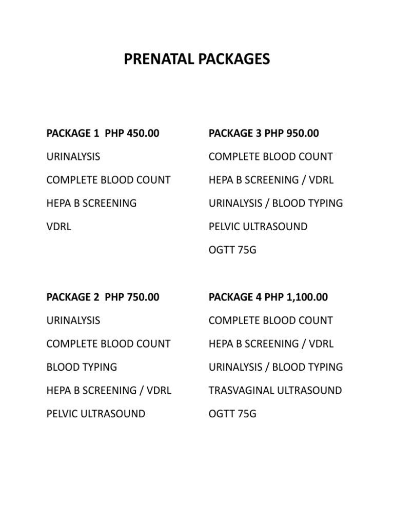 Prenatal Packages | PDF