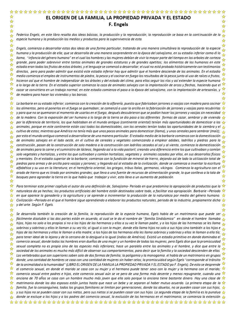 Ensayo El Origen de La Familia | PDF | Familia | Mujer