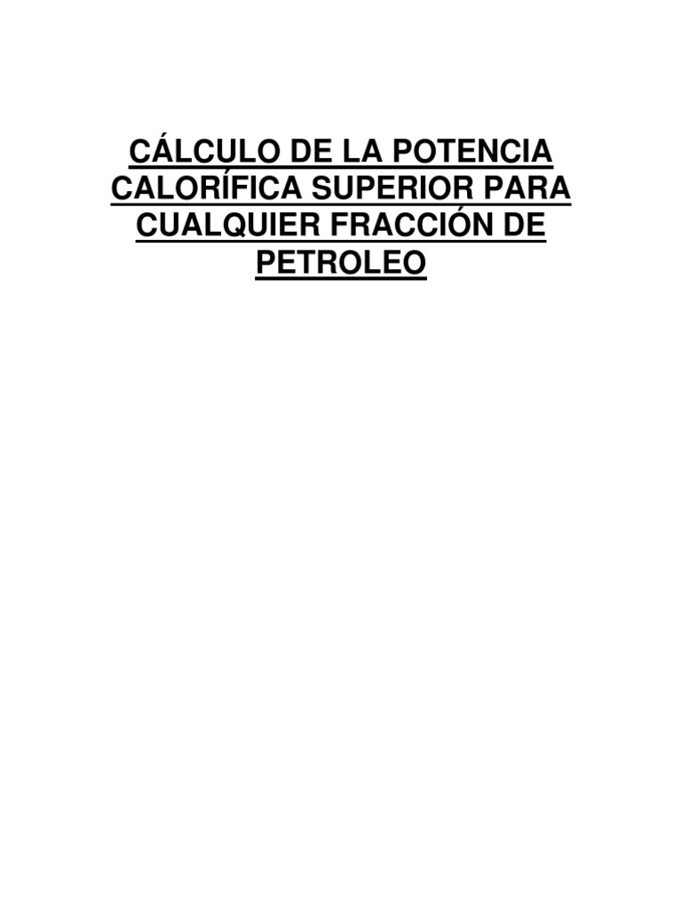 Calculo de La Potencia Calorifica Superior para Cualquier Fracción de ...