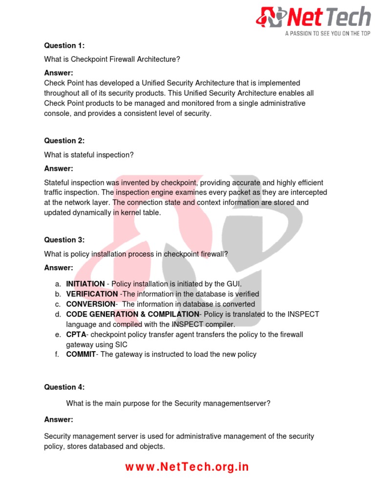 8.checkpoint Firewall Interview Questions | PDF | Firewall (Computing ...