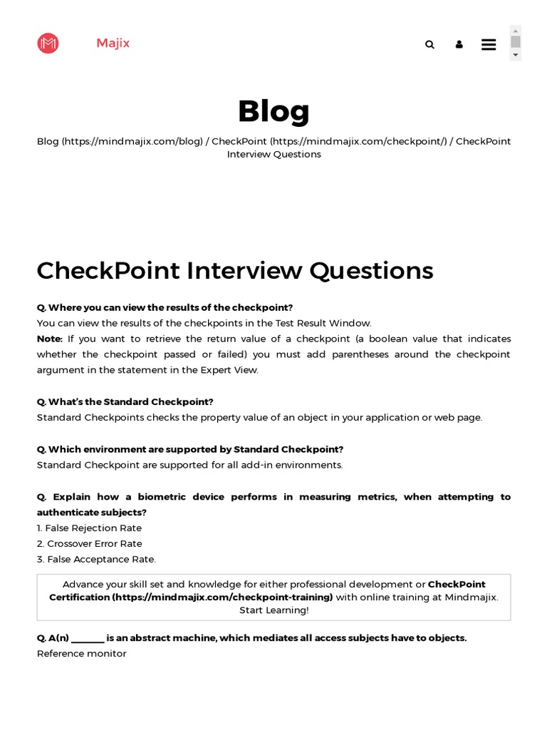 CheckPoint Interview Questions and Answers: An In-Depth Guide to Common CheckPoint Questions ...