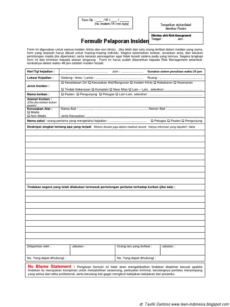 Form Pelaporan Insiden | PDF