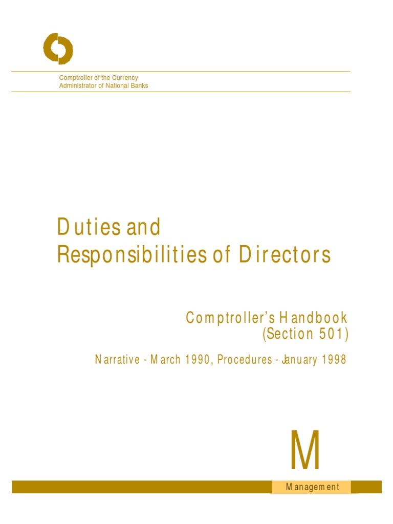 Duties and Responsibilities of Directors: Comptroller's Handbook ...