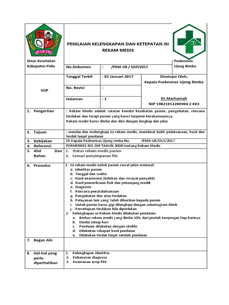 Sop Penulisan Rekam Medis - Perumperindo.co.id