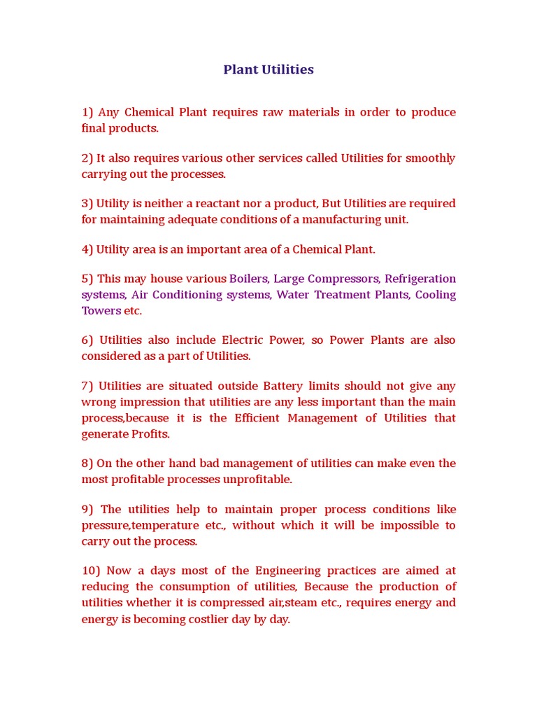 Plant Utilities | PDF