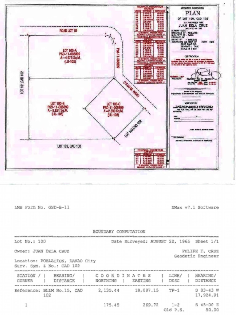 Esurvey Plan Sample LDC | PDF | Geomatics | Surveying