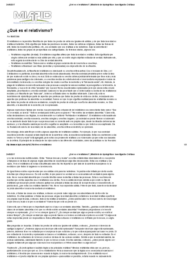 Relativismo: Definición y Consecuencias | PDF | Relativismo | Verdad