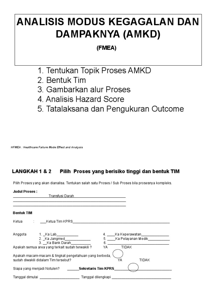 Contoh (Fmea) | PDF