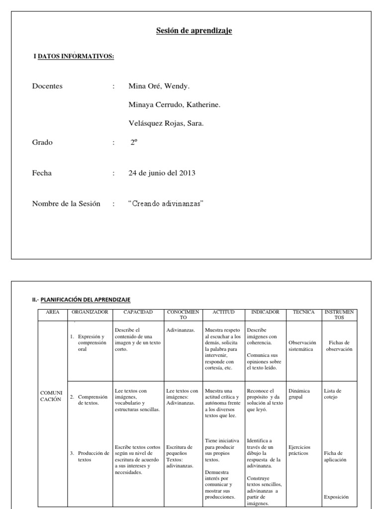 Creando adivinanzas: Una sesión de aprendizaje lúdica sobre la elaboración y resolución de ...