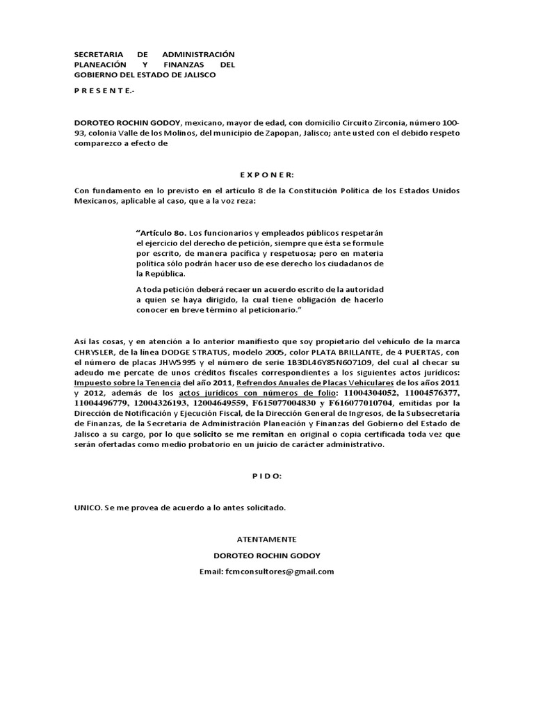 Modelo de Solicitud de Multas | PDF