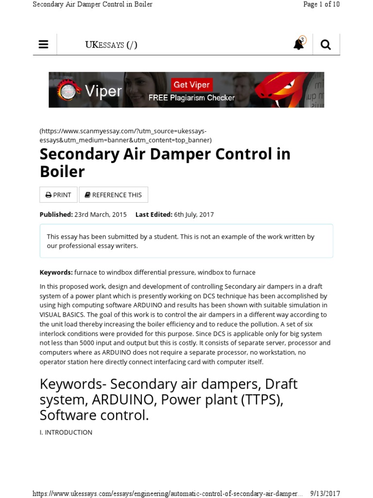 Secondary Air Damper Control in Boiler | PDF | Boiler | Furnace