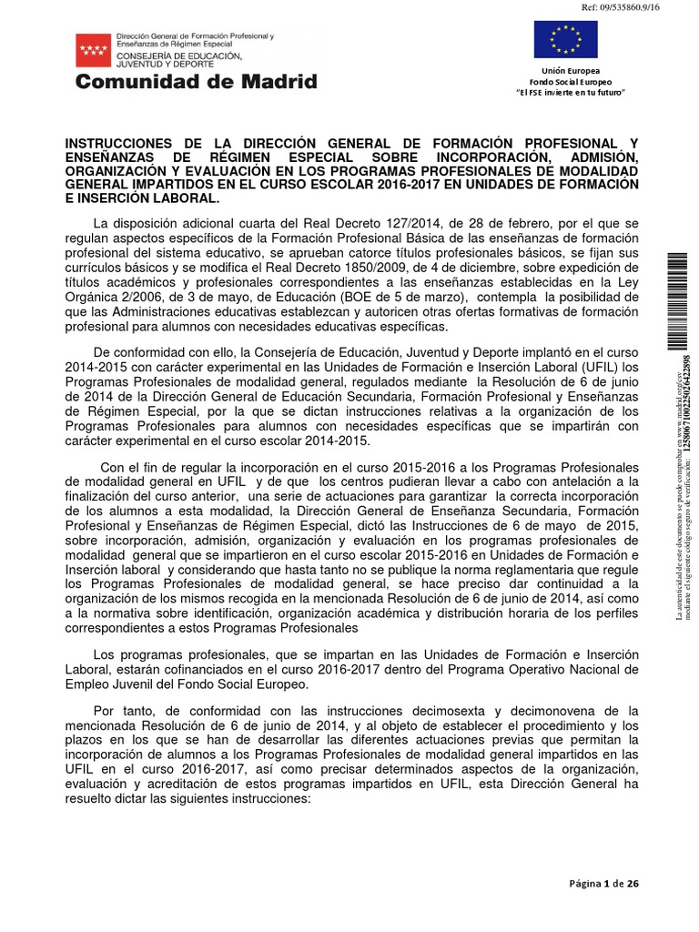 Instrucciones UFIL 2016-17 A 30 Mayo - 5261587 | PDF | Educación ...