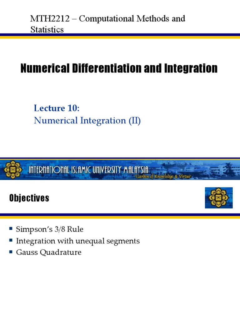 Lecture10 - Numerical Integration (II) | PDF | Mathematics Of Computing | Analysis