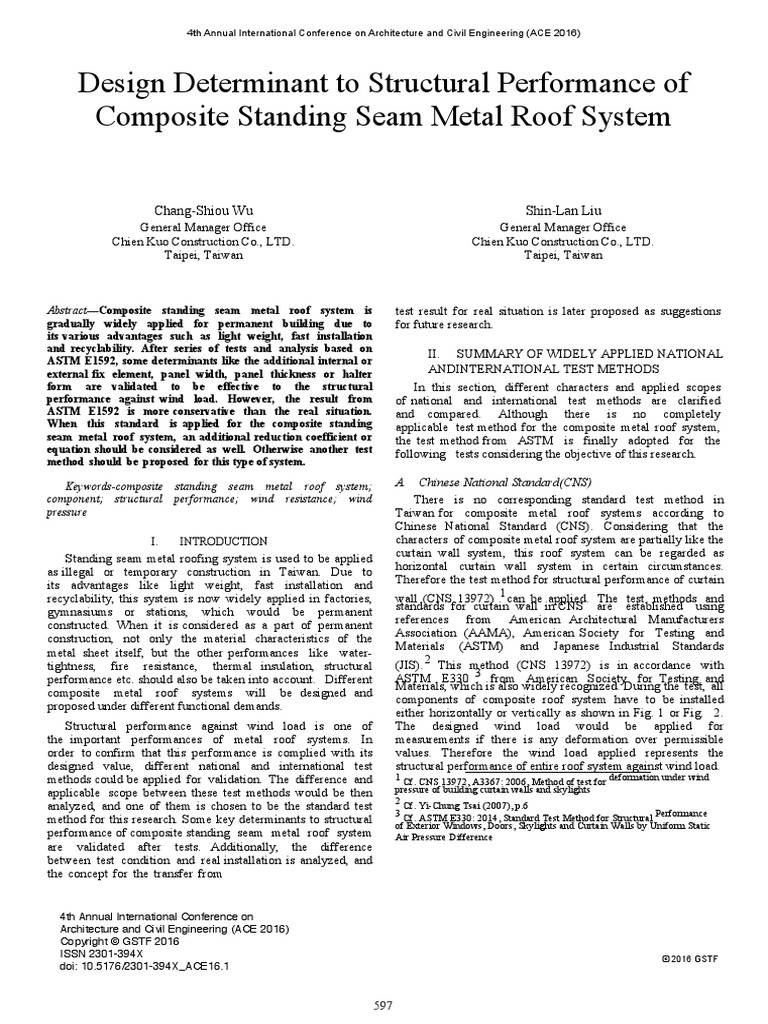 Design Determinant To Structural Performance of | PDF | Roof ...