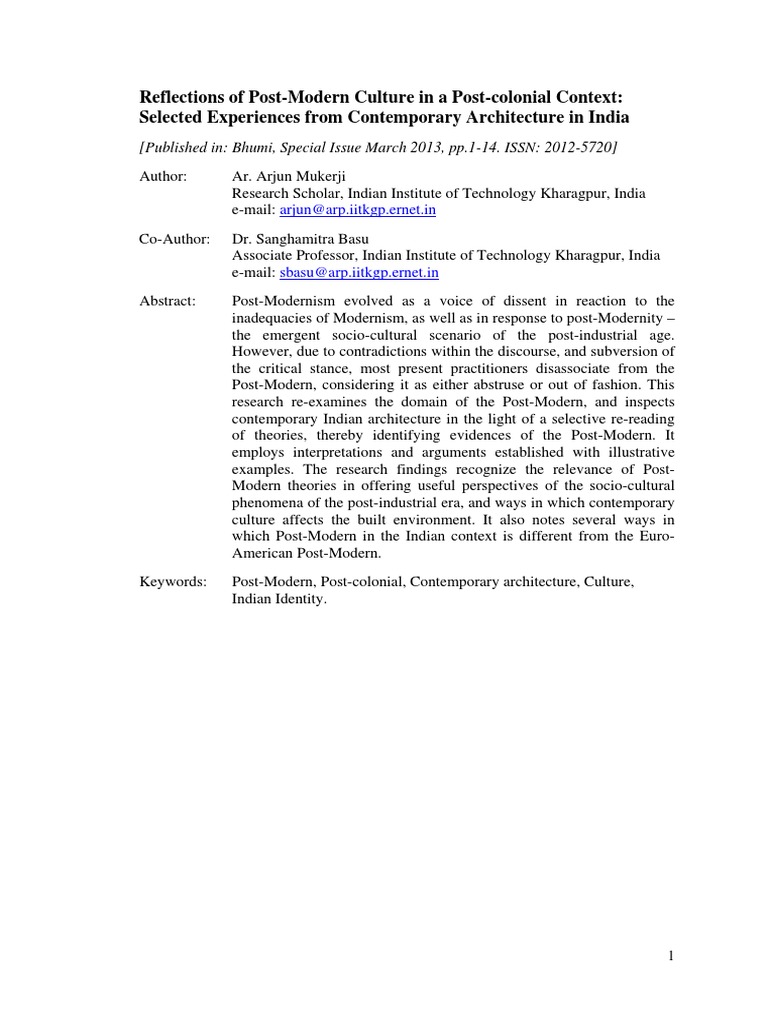 Reflections of Post-Modern Culture | PDF | Postmodernism | Postcolonialism