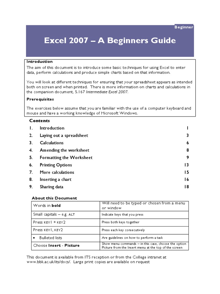 Excel 2007 - A Beginners Guide: Beginner | PDF | Microsoft Excel ...