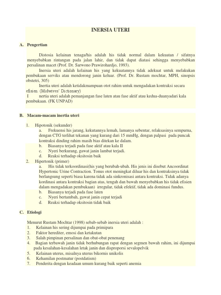Inersia Uteri | PDF