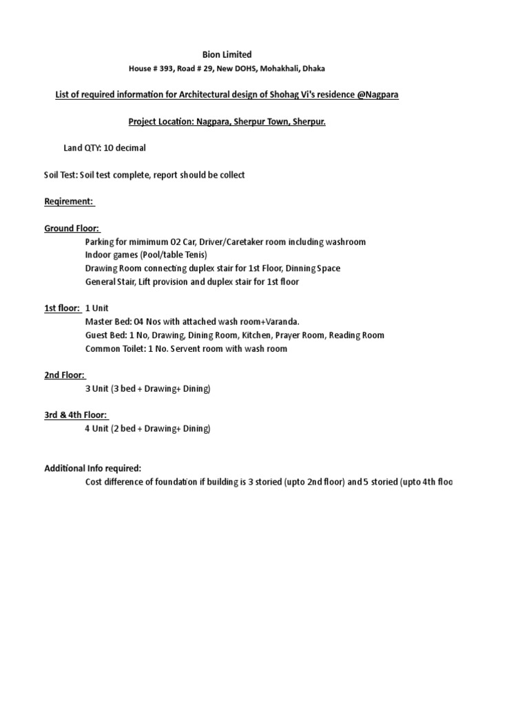 Bion Limited: House # 393, Road # 29, New DOHS, Mohakhali, Dhaka | PDF