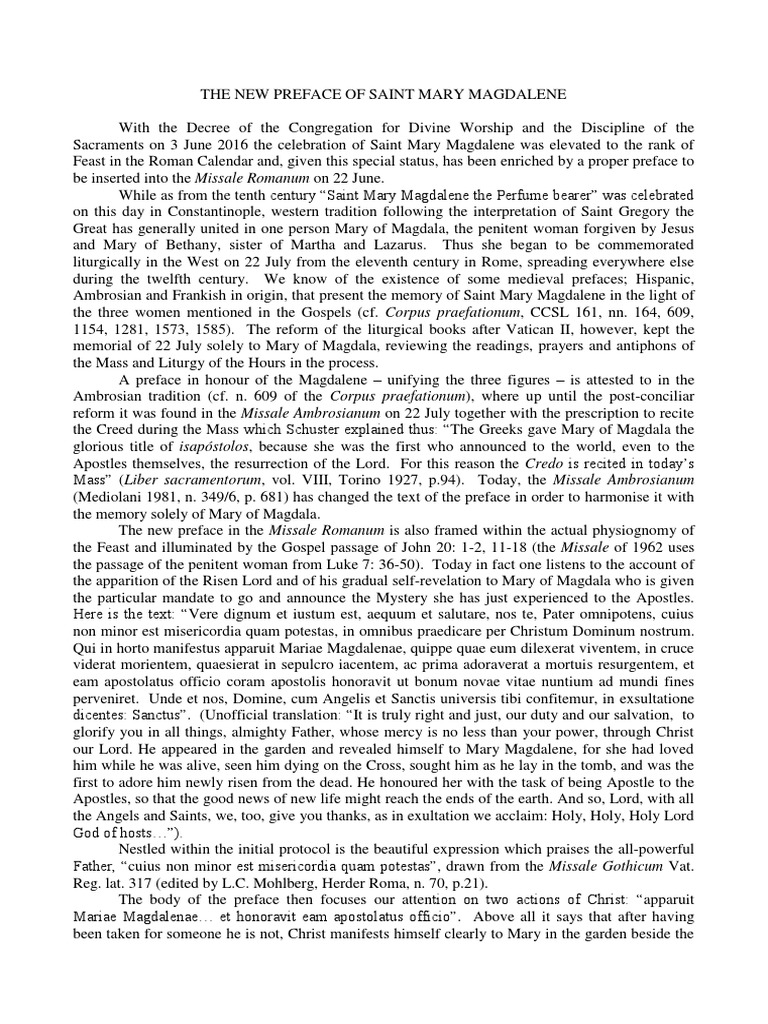 Basis of The Liturgical Text of The Preface For The Feast of Mary ...