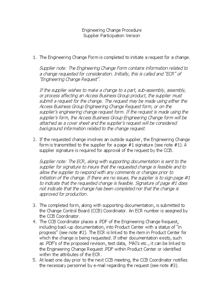 Engineering Change Procedure | PDF | Email | Portable Document Format