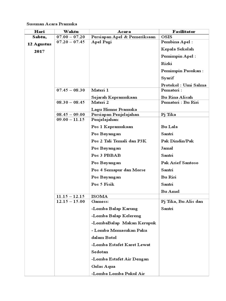 Susunan Acara Pramuka | PDF