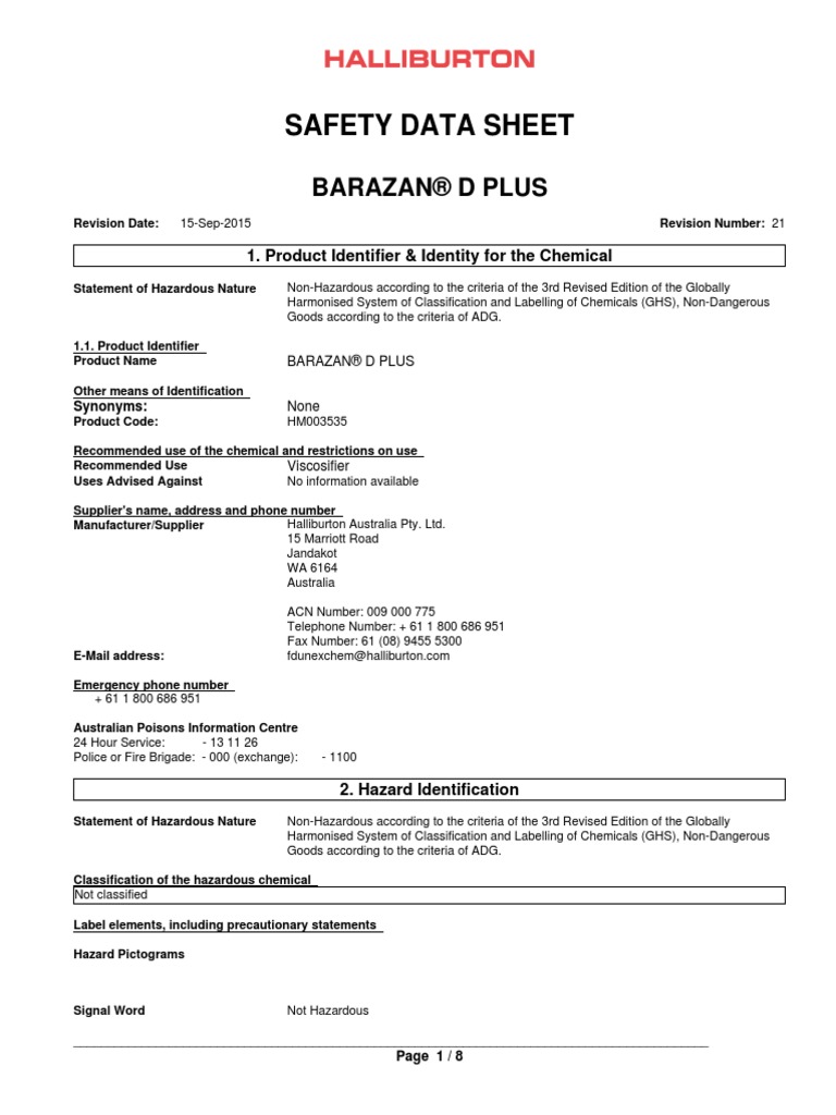 MSDS Barazan® D Plus | PDF | Personal Protective Equipment ...