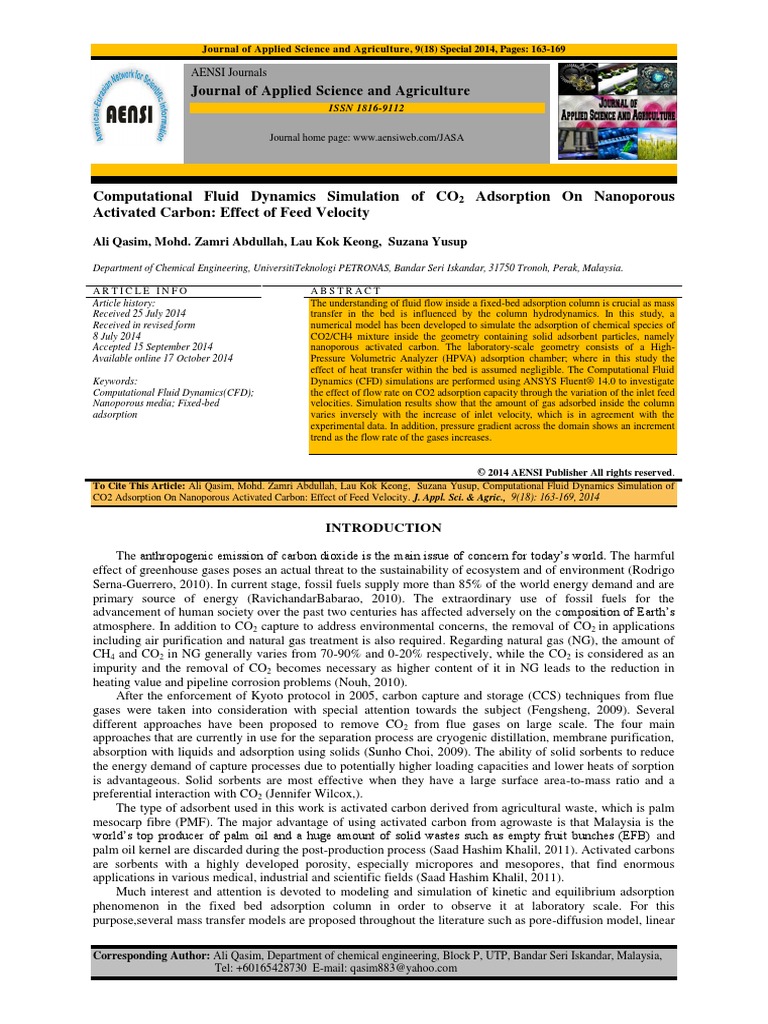 CFD of CO2 Absorption On Activated Carbon PDF | PDF | Adsorption ...