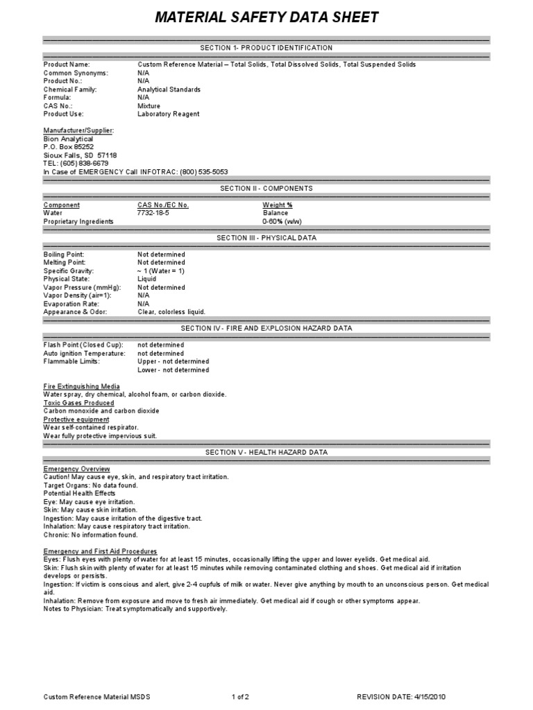 MSDS-TS TSS Dan TDS | Personal Protective Equipment | Chemistry