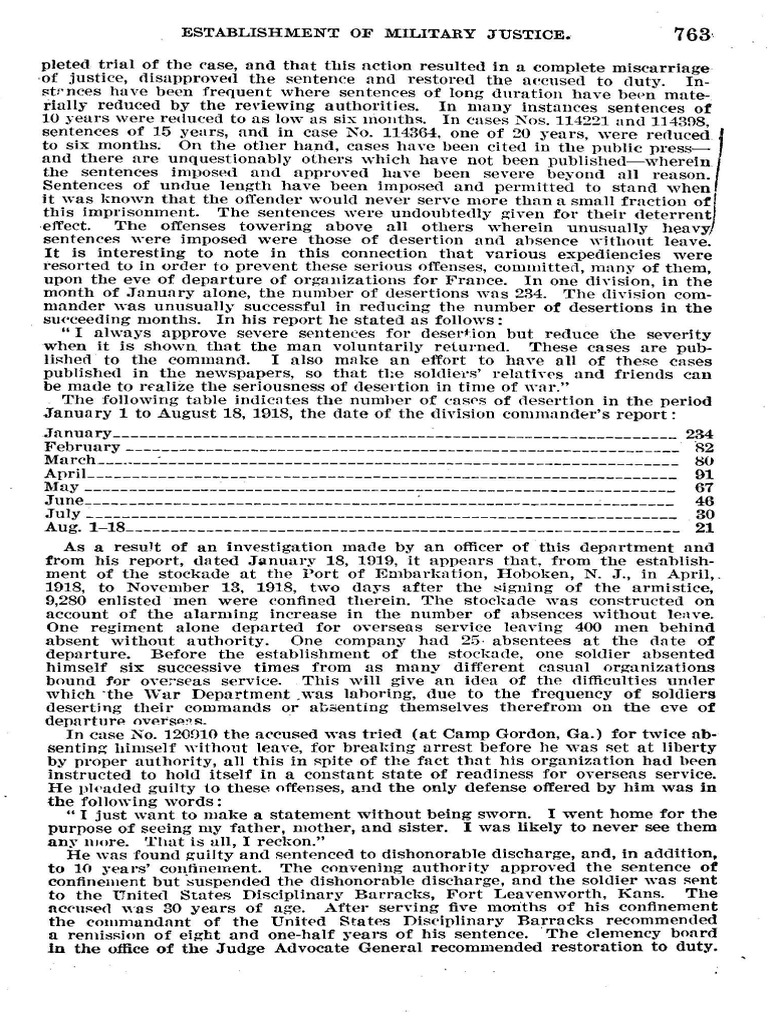 Establishment of Military Justice | PDF | Desertion | Sentence (Law)