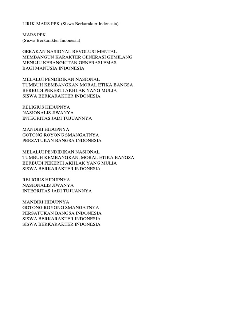 Mars PPK: Siswa Berkarakter | PDF | Ilmu Sosial | Perjalanan