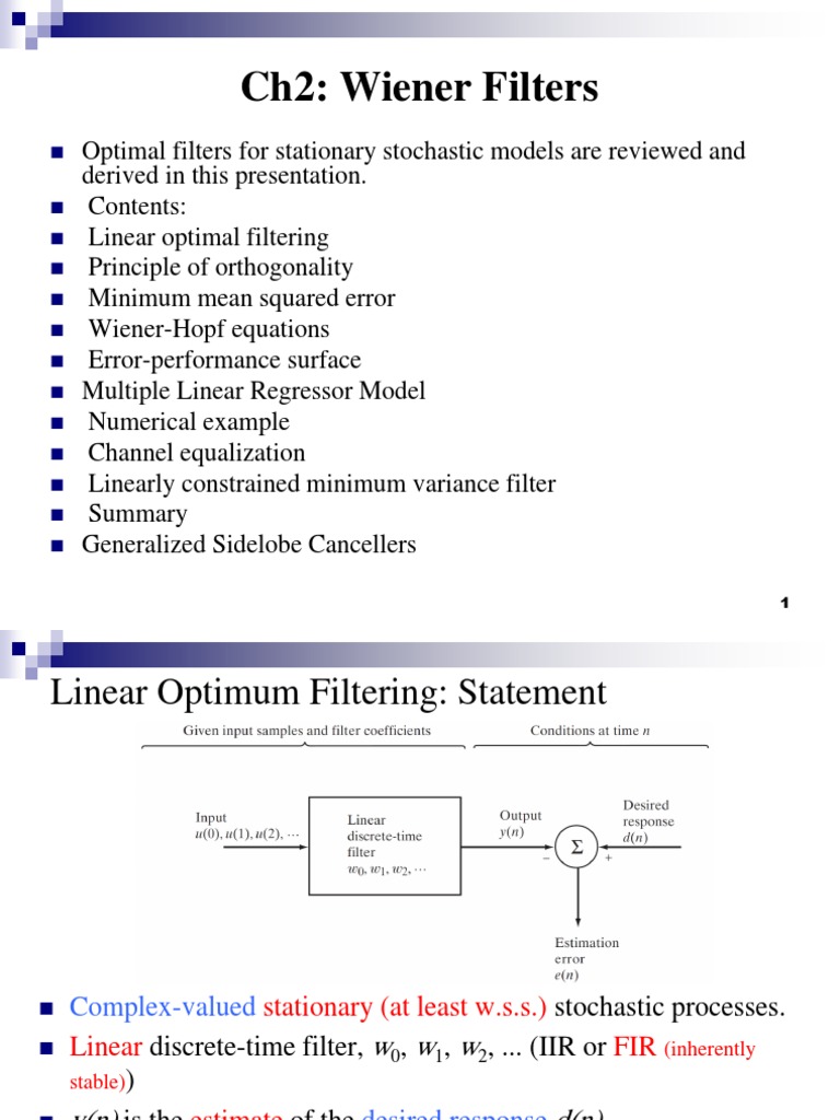 Ch2 Wiener Filters | PDF | Mathematical Optimization | Errors And Residuals