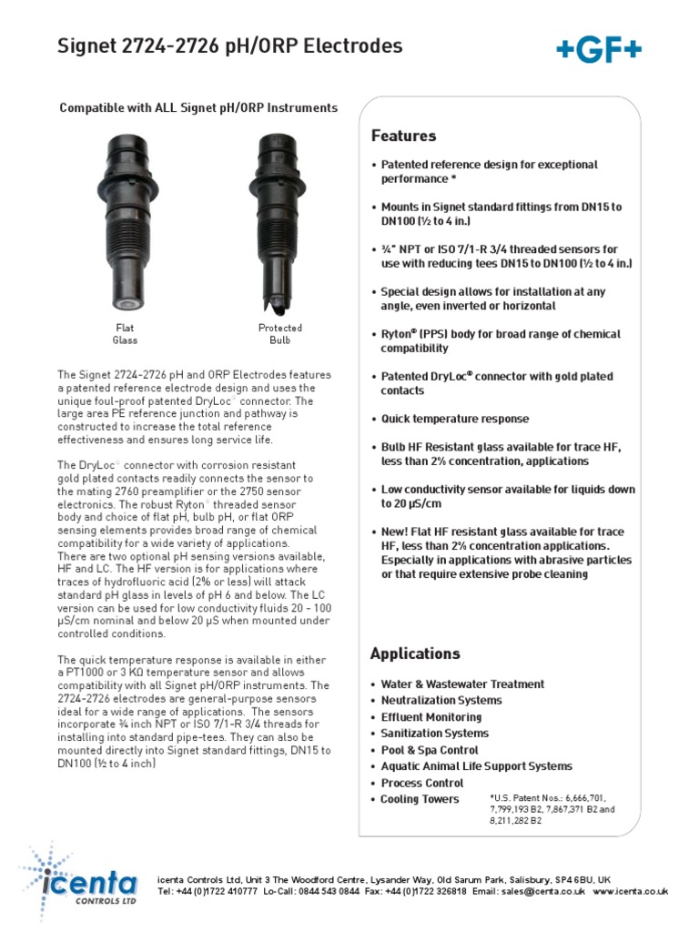 PH Electrodes 2724 To 2726 From GF Signet | PDF | Ph | Electrical ...