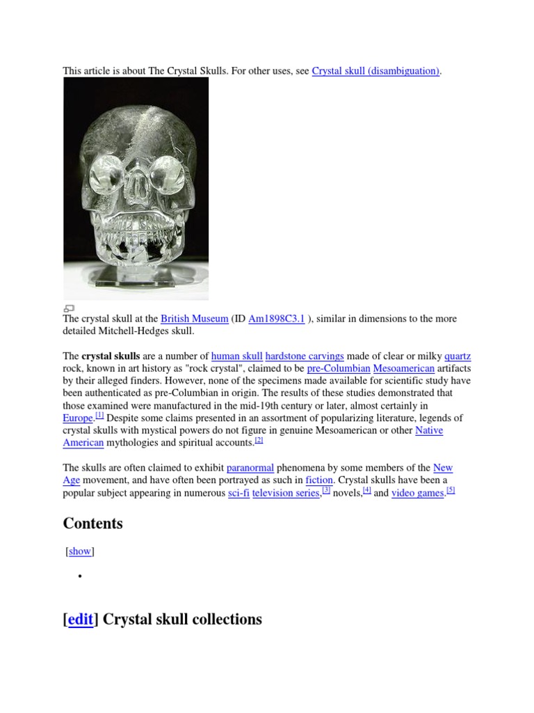 The Crystal Skulls | PDF | Archaeology | Library And Museum