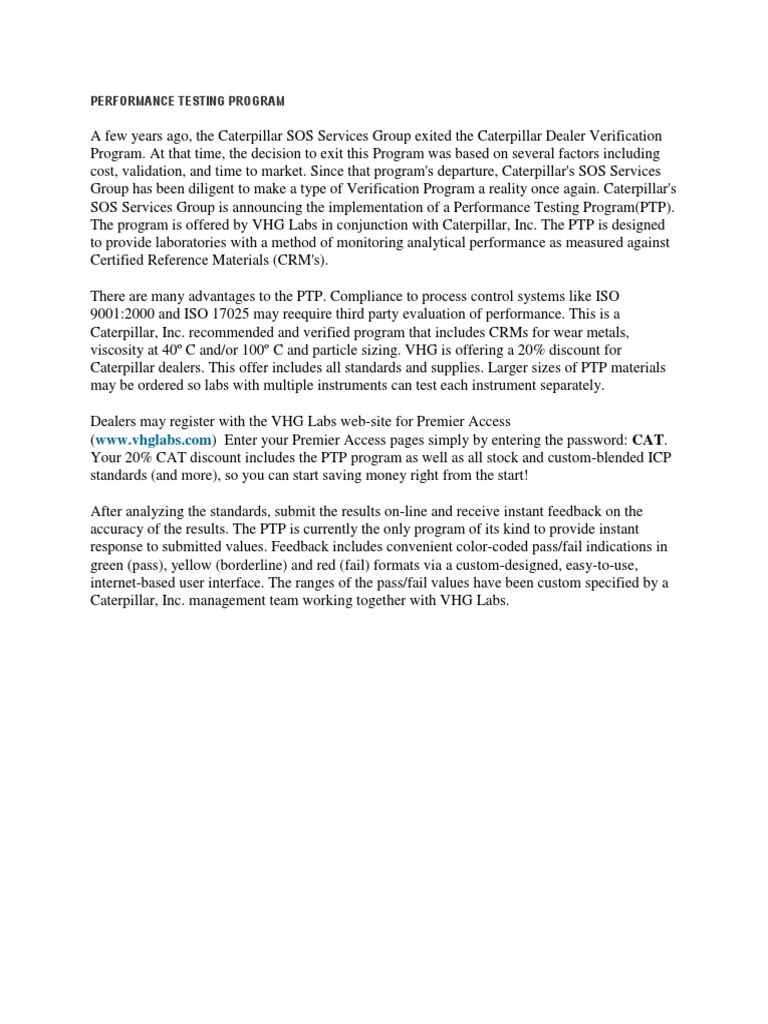 VHG Performance Testing Program | PDF | Customer Relationship ...